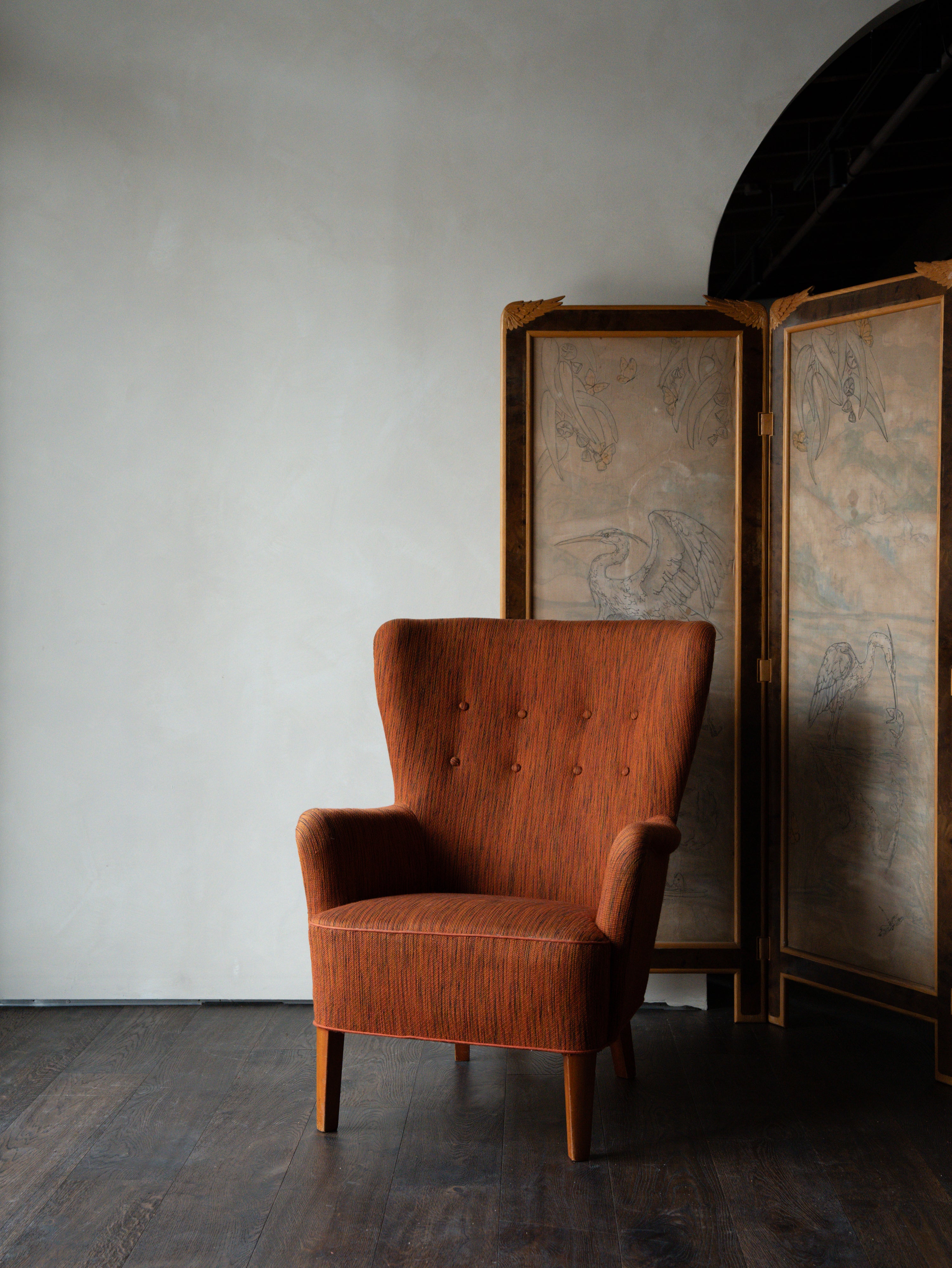 Highback Lounge Chair by Hvidt & Molgarrd-Nielsen for Fritz Hansen, c ...